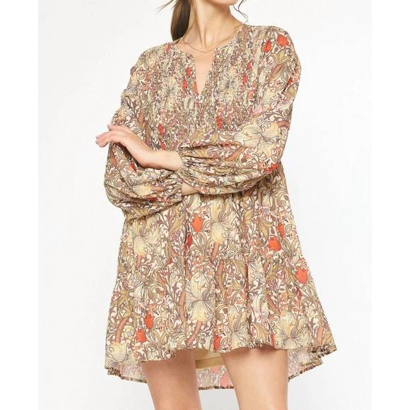entro | Dresses | New Entro Paisley Floral Dress In Mocha | Poshmark